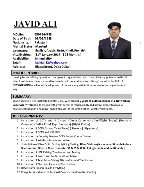 CCTV TECHNICIAN FINAL | DOC | Computing | Technology & Computing