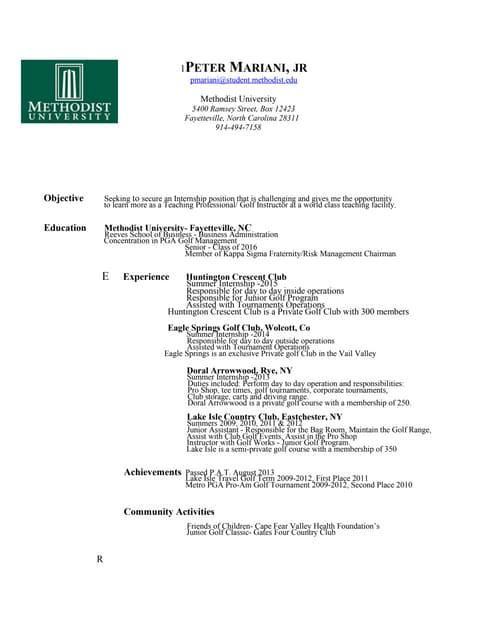 Golf Professional Resume Updated | PDF