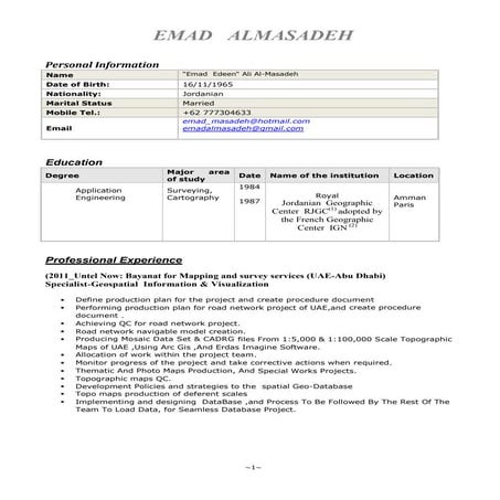 Emad masadeh resume | PDF