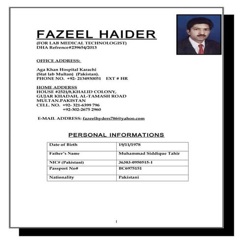 FAZEEL HYDER'S CV | DOC