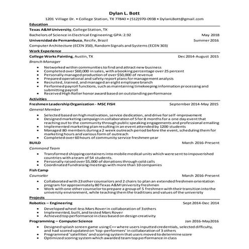 Dylan Bott's Resume | PDF