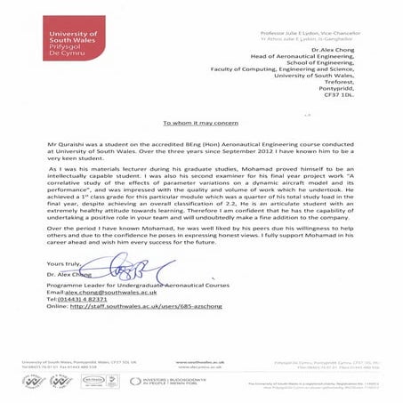 Dr Alex Chong Reference Letter (1) | PDF