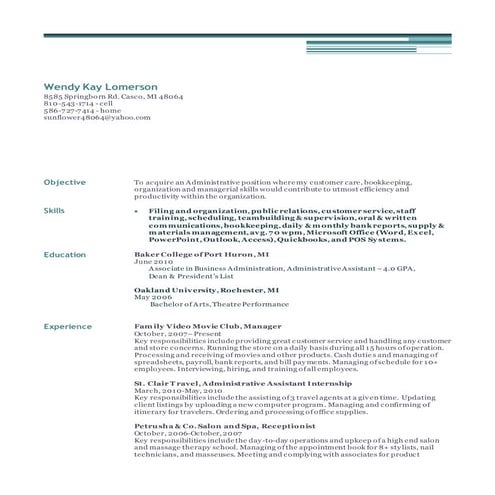 Wendy Lomerson Resume | PDF