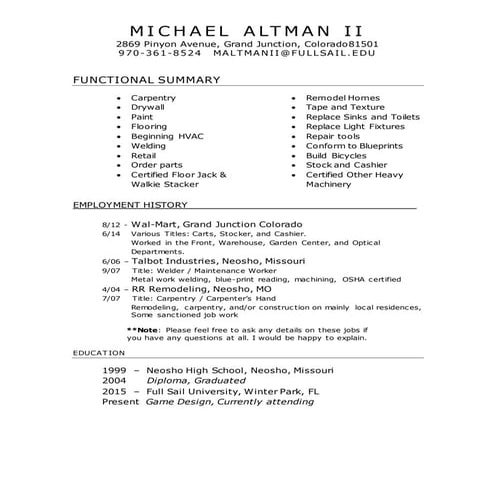 Travis Resume Industrial | DOCX