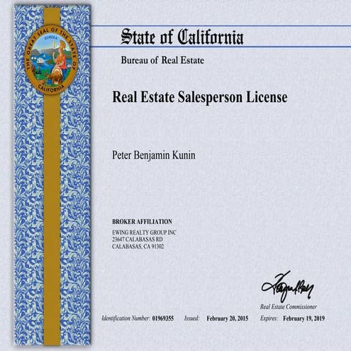RealEstate License Certificate | PDF