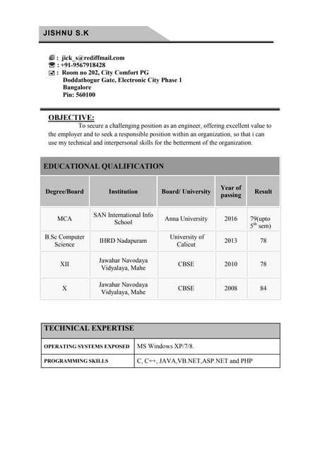 vishnu rhcsa resume | DOC