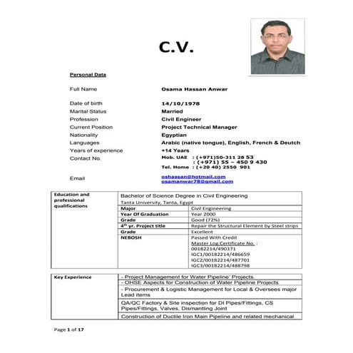 Osama CV 2015 - Copy | PDF