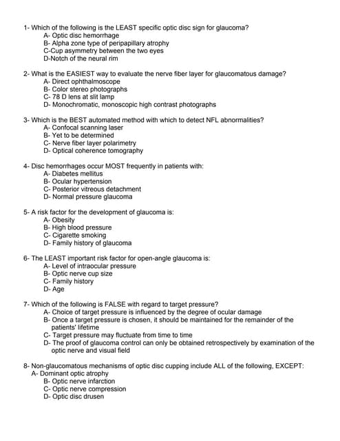 118 ophthalmology Questions & Answers - MCQ | PDF