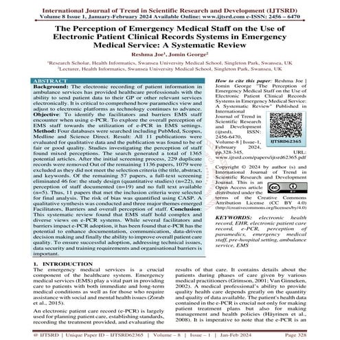 The Perception of Emergency Medical Staff on the Use of Electronic ...