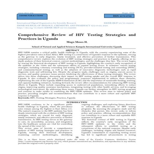 Comprehensive Review of HIV Testing Strategies and Practices in Uganda ...