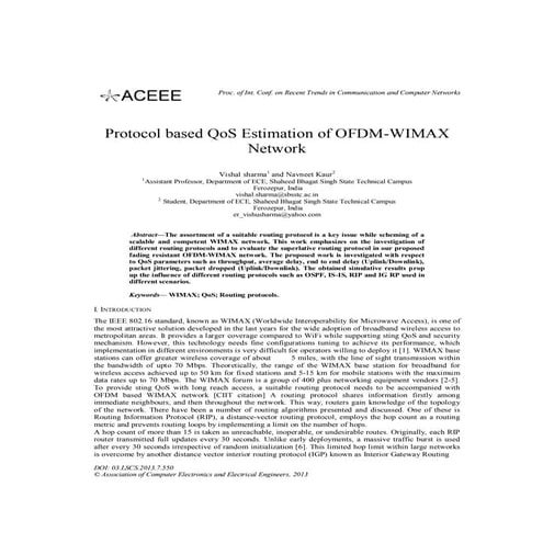Protocol based QoS Estimation of OFDM-WIMAX Network | PDF | Computer Networking | Computing
