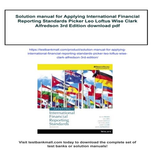 Solution manual for Applying International Financial Reporting ...