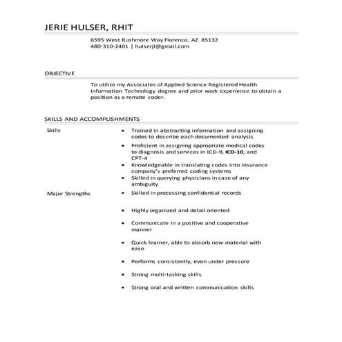 Coding resume w MedPartners Updated 040116 | PDF