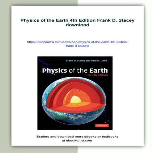 Physics of the Earth 4th Edition Frank D. Stacey | PDF