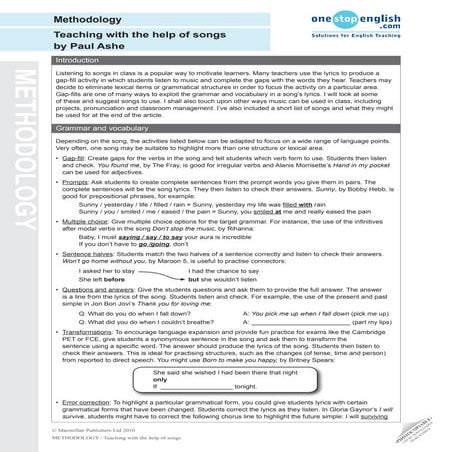 Simple Past in Songs: Engaging ESL Lesson Plan with Kelly Clarkson's ...