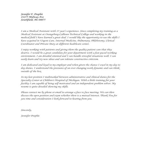 Jennifer cover letter & resume | DOC