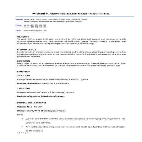 RESUME. Michael P Mawanda | PDF