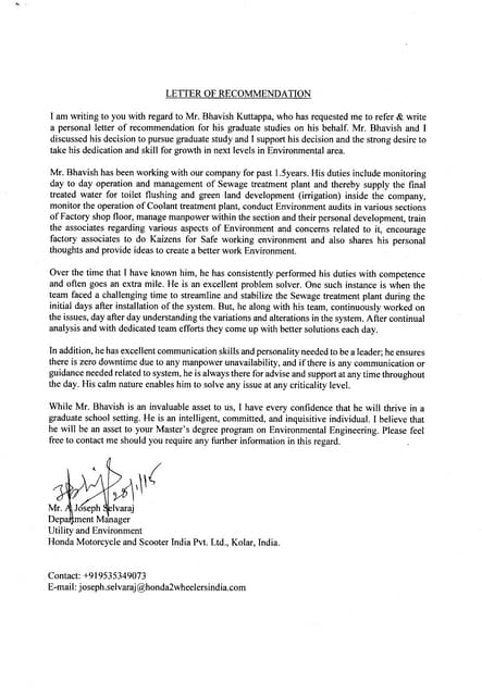 Letter of Recommendation | PDF