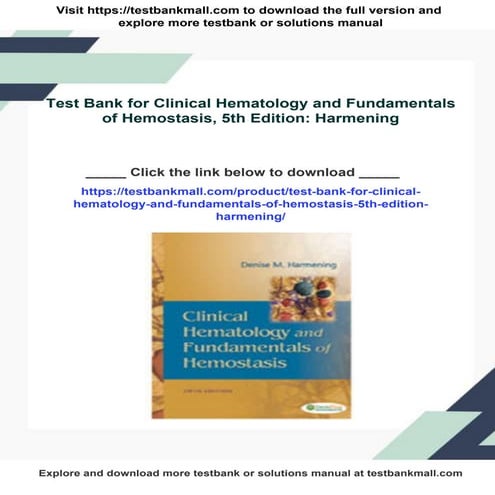 Test Bank for Clinical Hematology and Fundamentals of Hemostasis, 5th ...