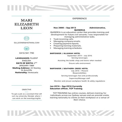 Elizabeth Leon resume (isa) | DOCX