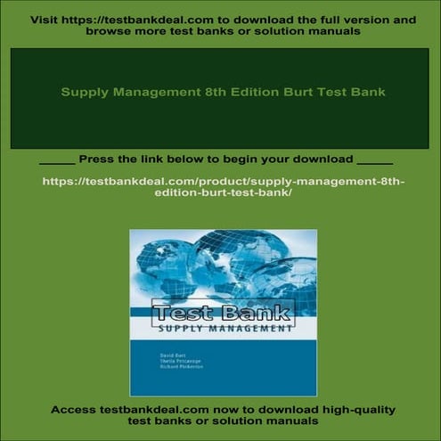 Supply Management 8th Edition Burt Test Bank | PDF