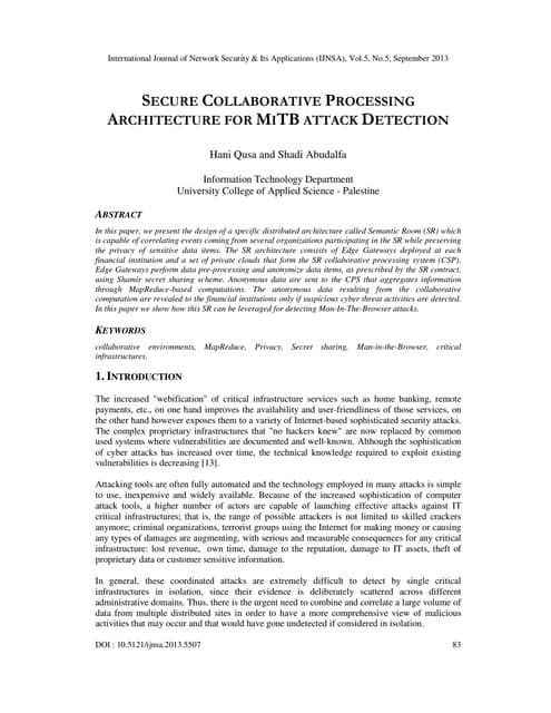 Secure Collaborative Processing Architecture For Mitb Attack Detection Pdf