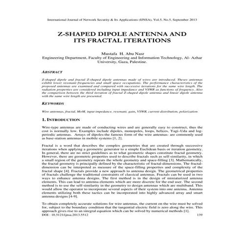 Z-SHAPED DIPOLE ANTENNA AND ITS FRACTAL ITERATIONS | PDF