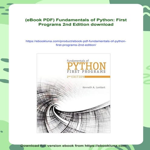 (eBook PDF) Fundamentals of Python: First Programs 2nd Edition | PDF