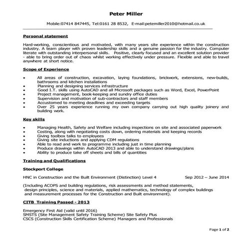 Peter Miller CV 2015 | PDF