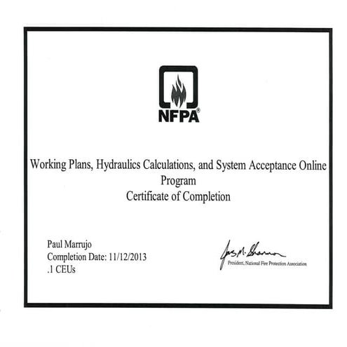 NFPA 13 2013 WORKING PLANS CERT | PDF