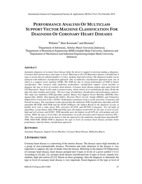 Performance Analysis Of Multiclass Support Vector Machine Classification For Diagnosis Of