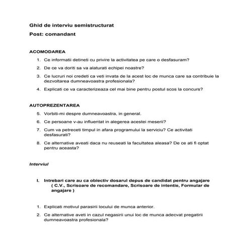Ghid de interviu semistructurat | PDF