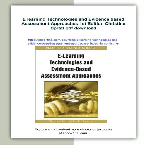 E learning Technologies and Evidence based Assessment Approaches 1st Edition Christine Spratt | PDF