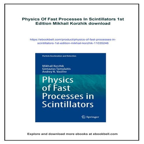 Physics Of Fast Processes In Scintillators 1st Edition Mikhail Korzhik | PDF