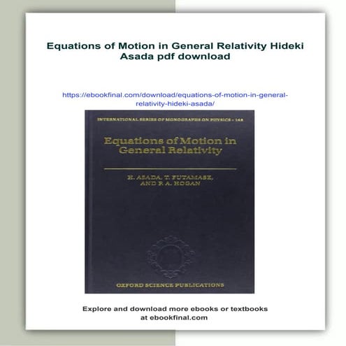 Equations of Motion in General Relativity Hideki Asada | PDF