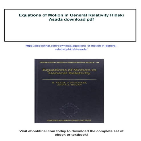 Equations of Motion in General Relativity Hideki Asada | PDF