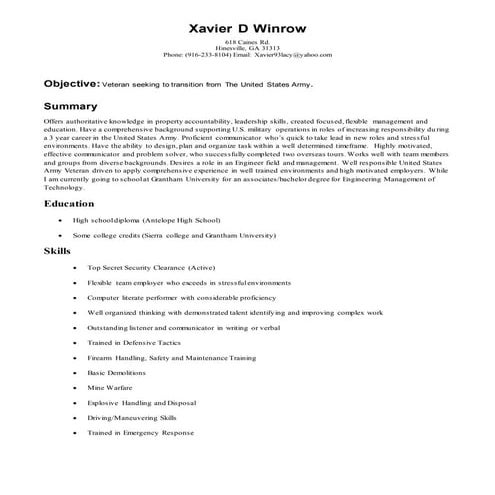 Xavier Winrow Resume | DOCX