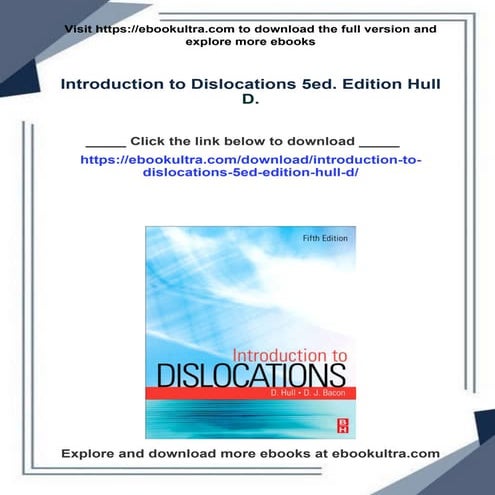 Introduction to Dislocations 5ed. Edition Hull D. | PDF