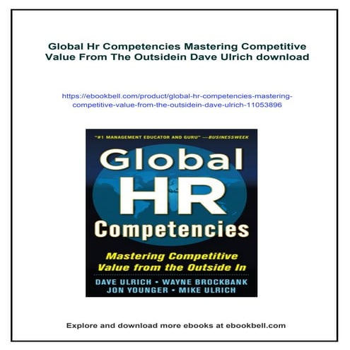 Global Hr Competencies Mastering Competitive Value From The Outsidein ...