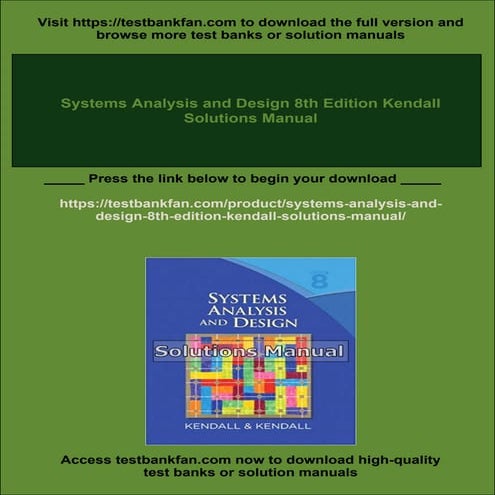 Systems Analysis and Design 8th Edition Kendall Solutions Manual | PDF