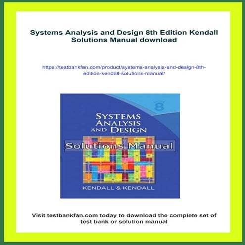 Systems Analysis and Design 8th Edition Kendall Solutions Manual | PDF