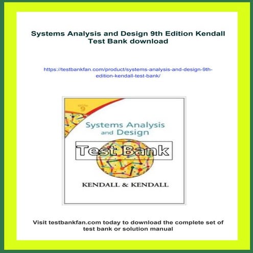 Systems Analysis and Design 9th Edition Kendall Test Bank | PDF