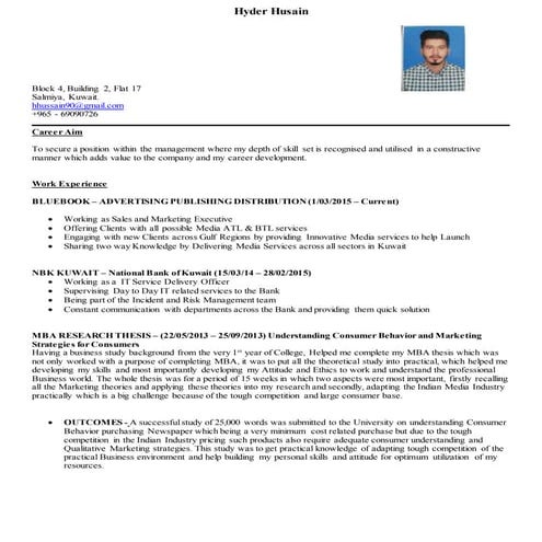 Resume - Hyder Husain 2015 | PDF