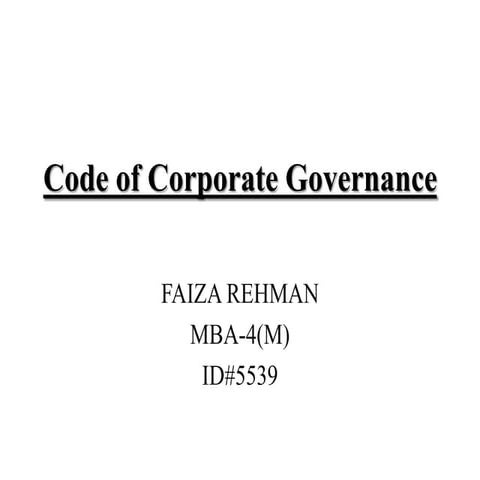 Code of corporate Governance | PPTX