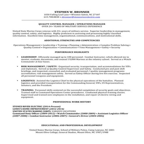 Stephen W. Brunner Resume | PDF | Logistics | Business