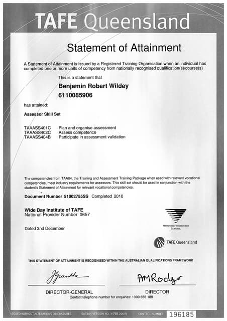 First year transcript-tafe | PDF