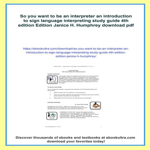 So you want to be an interpreter an introduction to sign language interpreting study guide 4th ...