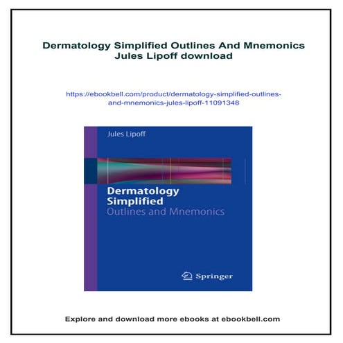 Dermatology Simplified Outlines And Mnemonics Jules Lipoff | PDF