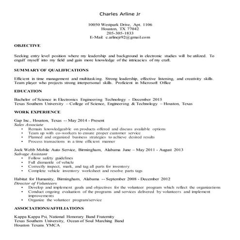 charles resume double revised | PDF