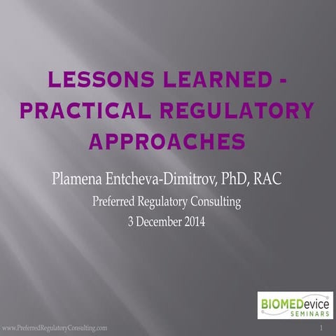 Practical Reg Approaches-2014 Biomedevice | PDF